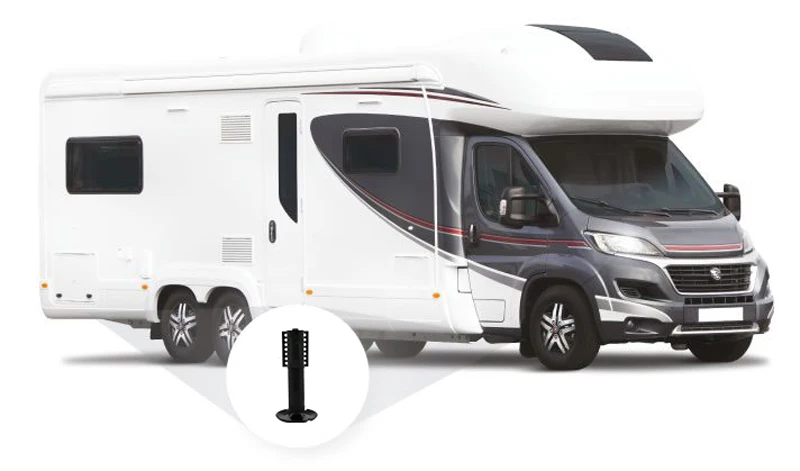 Leveling Camper Travel Trailer with Electric Power Leveling Jacks ...