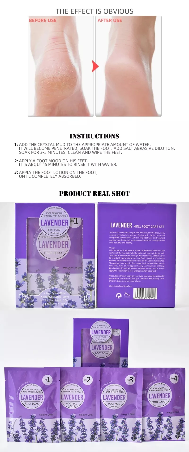 Pedicure Spa 4 In 1 Lemon Scent Bubble Salt Pedicure Moisturizing Foot ...