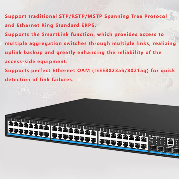 Managed POE Switch 48 Ports Gigabit Ethernet Switch 10G Uplink Ring Network Link Aggregation ...