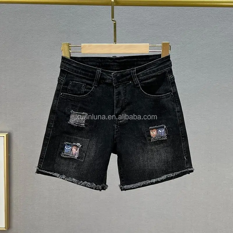 Casual Women Denim Shorts Crimping High Waist Slim Summer Jeans Shorts ...