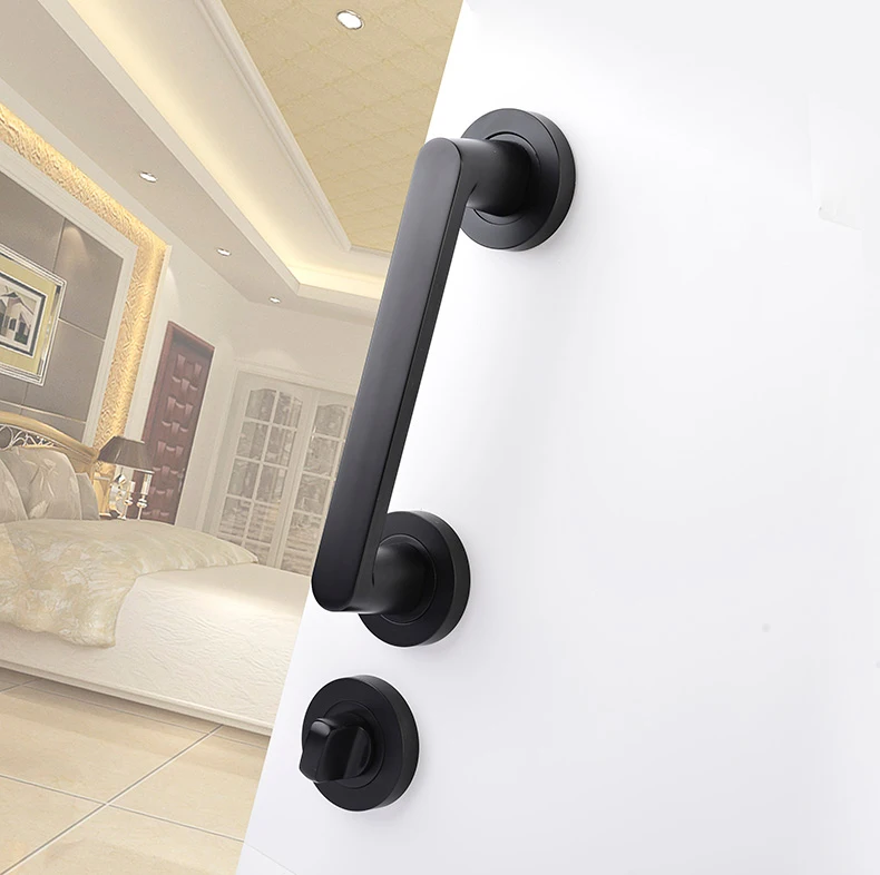 Modern Black Sliding Pull Handle Door Pull Single Side Door Lock Zinc ...