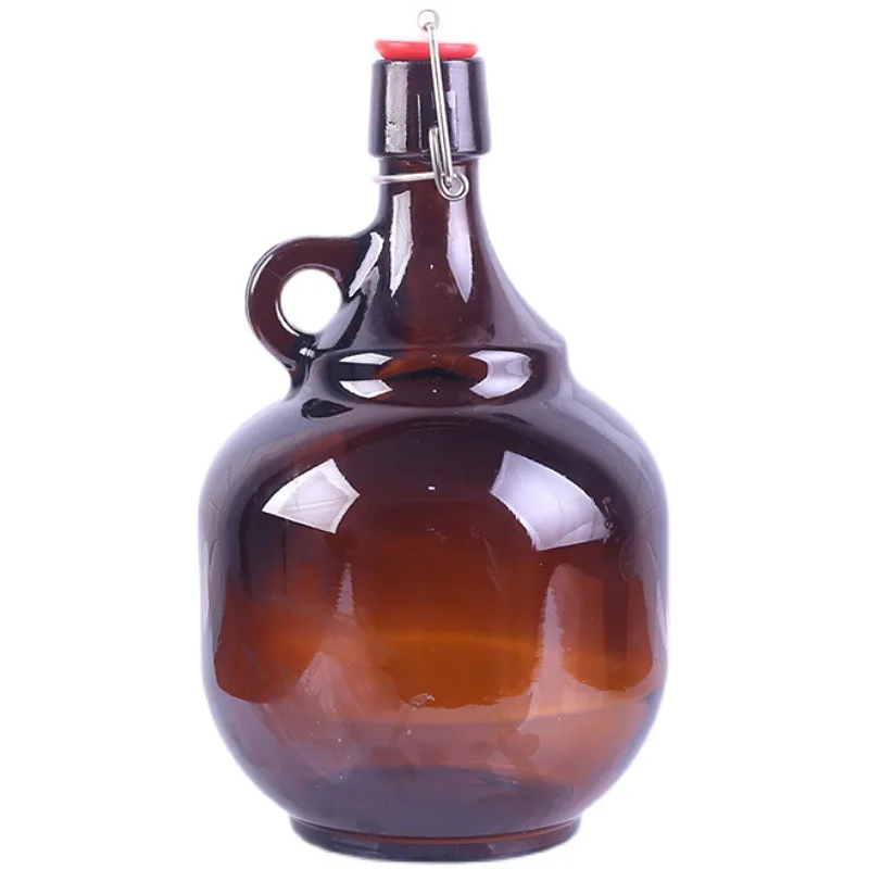 Large Clear Amber Glass Wine Bottle 1l 2l 4l Round Glass Beer Bottle ...