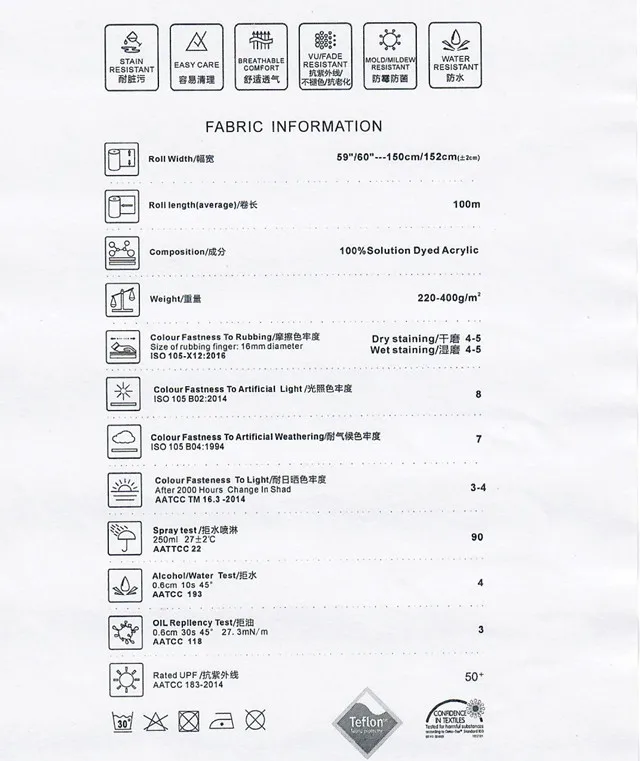 Hot Selling High Color Fastness and Anti-UV Waterproof 100% Acrylic ...