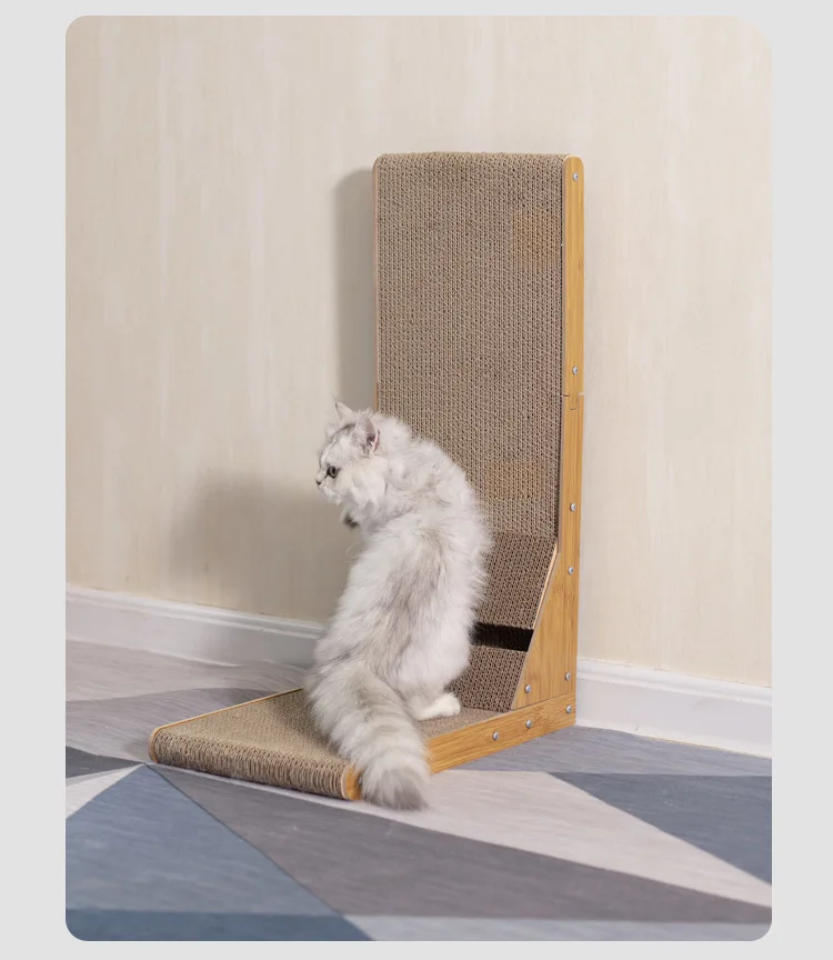 Corrugated Paper Cat Claw Scratcher Board Cat Toy L-shaped Vertical Non ...