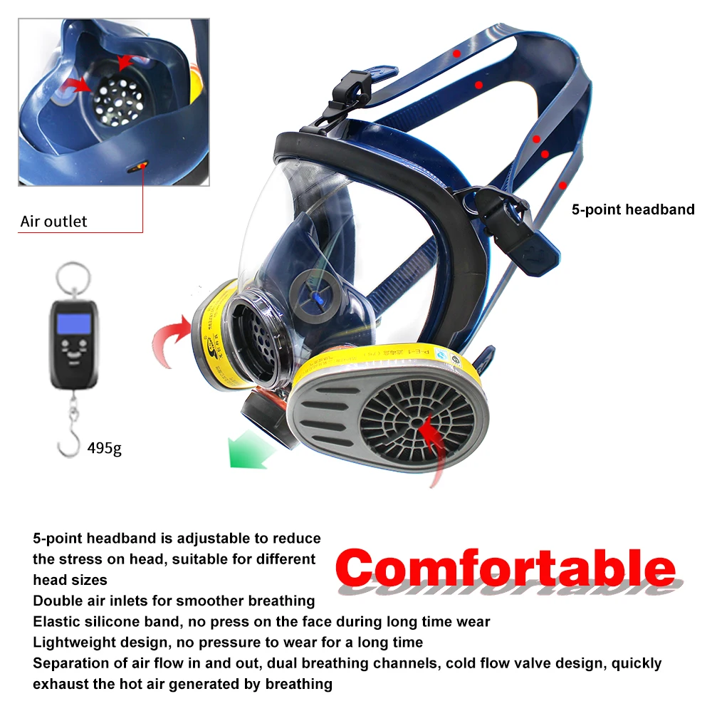 6800 Full Face rubber Gas Mask Daily Use Industrial Respiratory ...