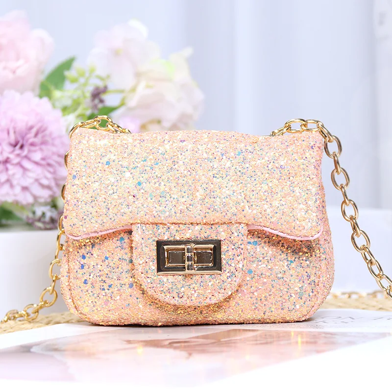 Wholesale Sequined Girls Small Glitter Bling Chain Purses