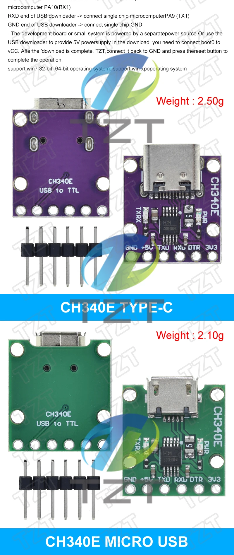TZT CH340N USB to TTL Module - Efficient Pro Mini Downloader