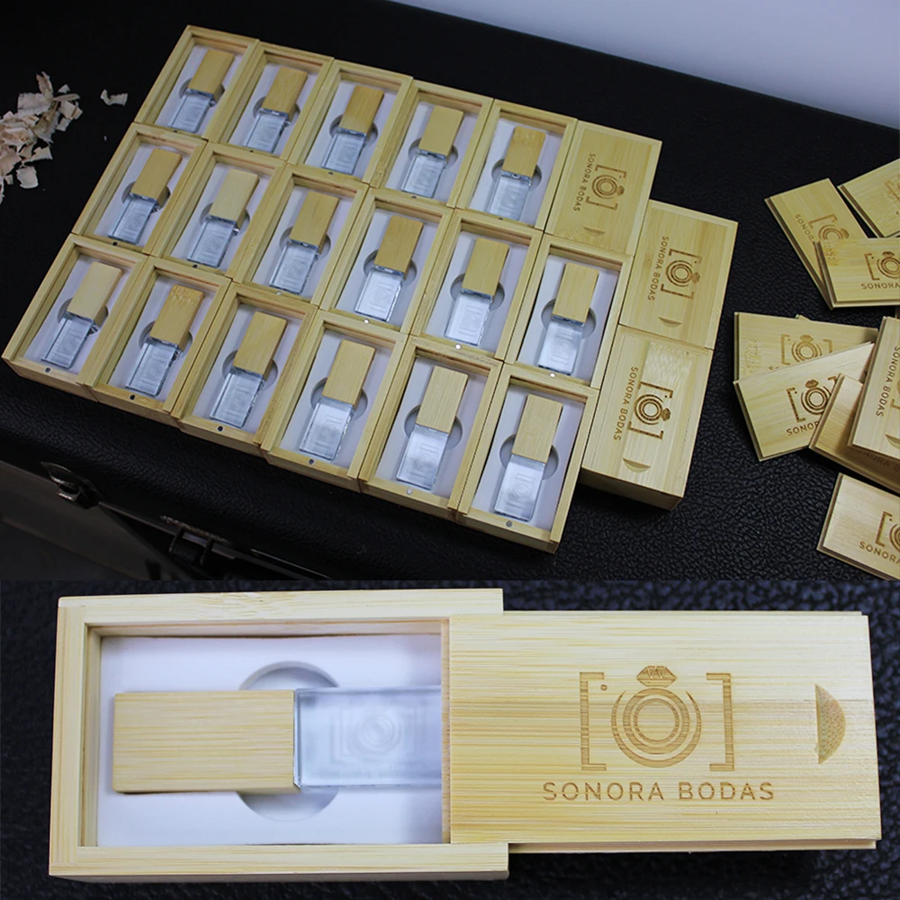 Custom Logo Fast Speed Glass Crystal USB Flash Drives