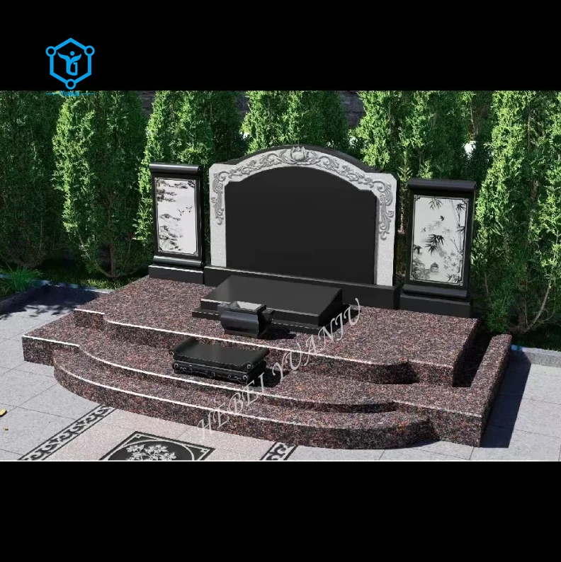 Yuanju China Headstone Black Granite Grave Stone Cemetery Tombstones ...