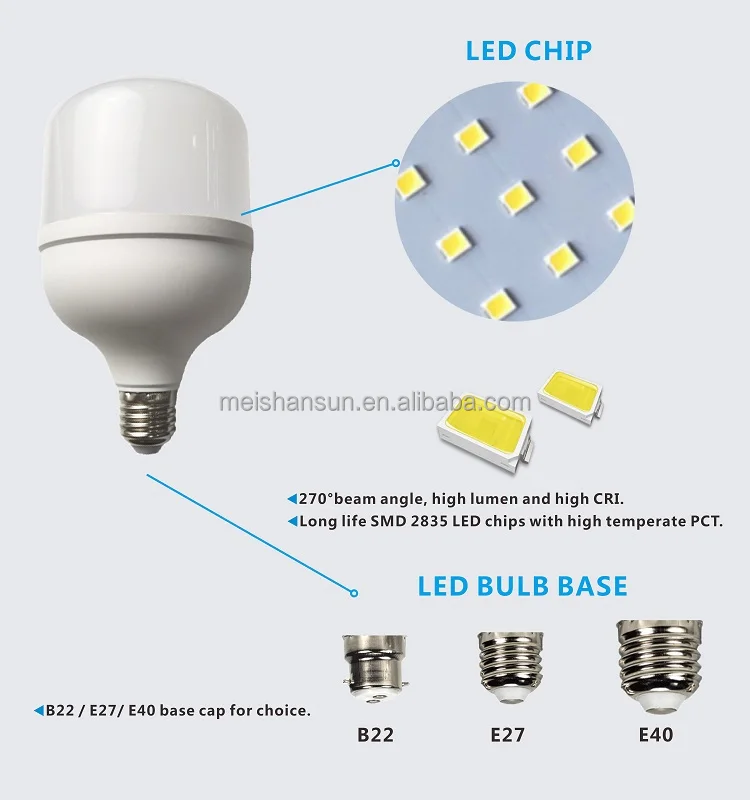 High Power And Quality Led Big T Shape Light Bulb E27 E40 Lamp Bombilla Led 20w 30w 40w 50w 60w ...