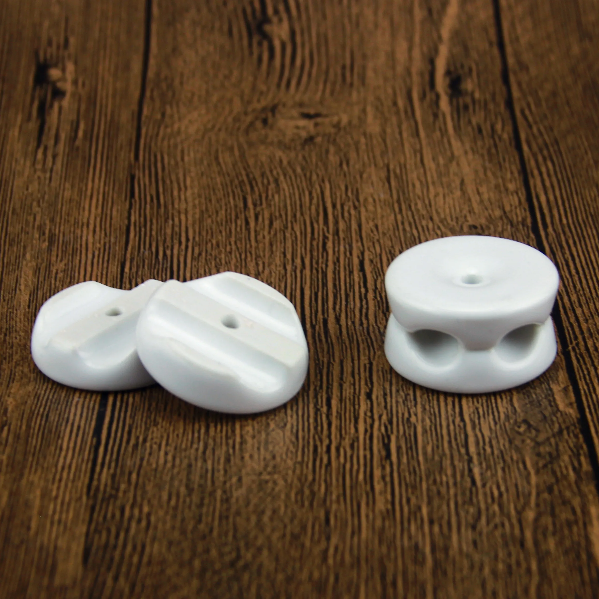 Retro White Porcelain Cable Holders - Stylish & Functional