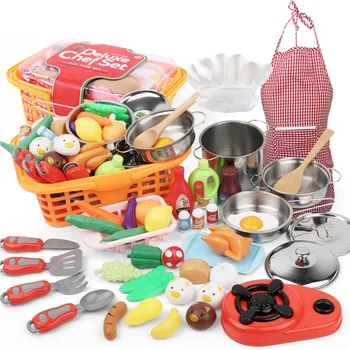 Children Pretend Play Preschool 42pcs Stainless Steel Kitchenware ...
