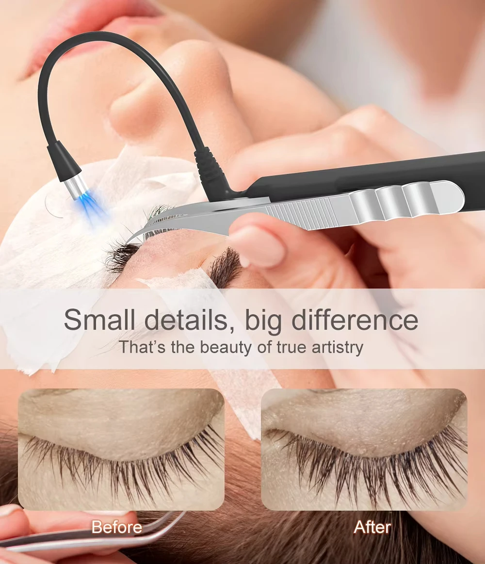 Wireless Control Silicone UV Lash Curing Light Eyelash Tweezers Light ...