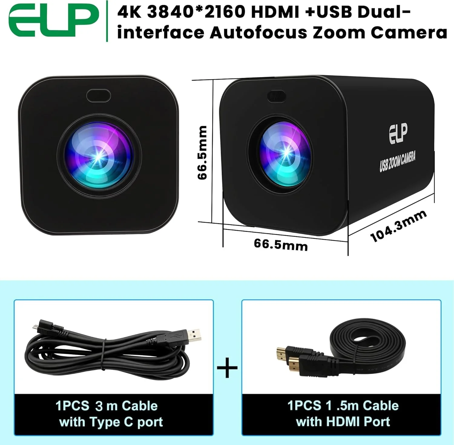 4K USB Camera Module with 12X/21X Zoom Autofocus HDMI & USB 2.0 Output