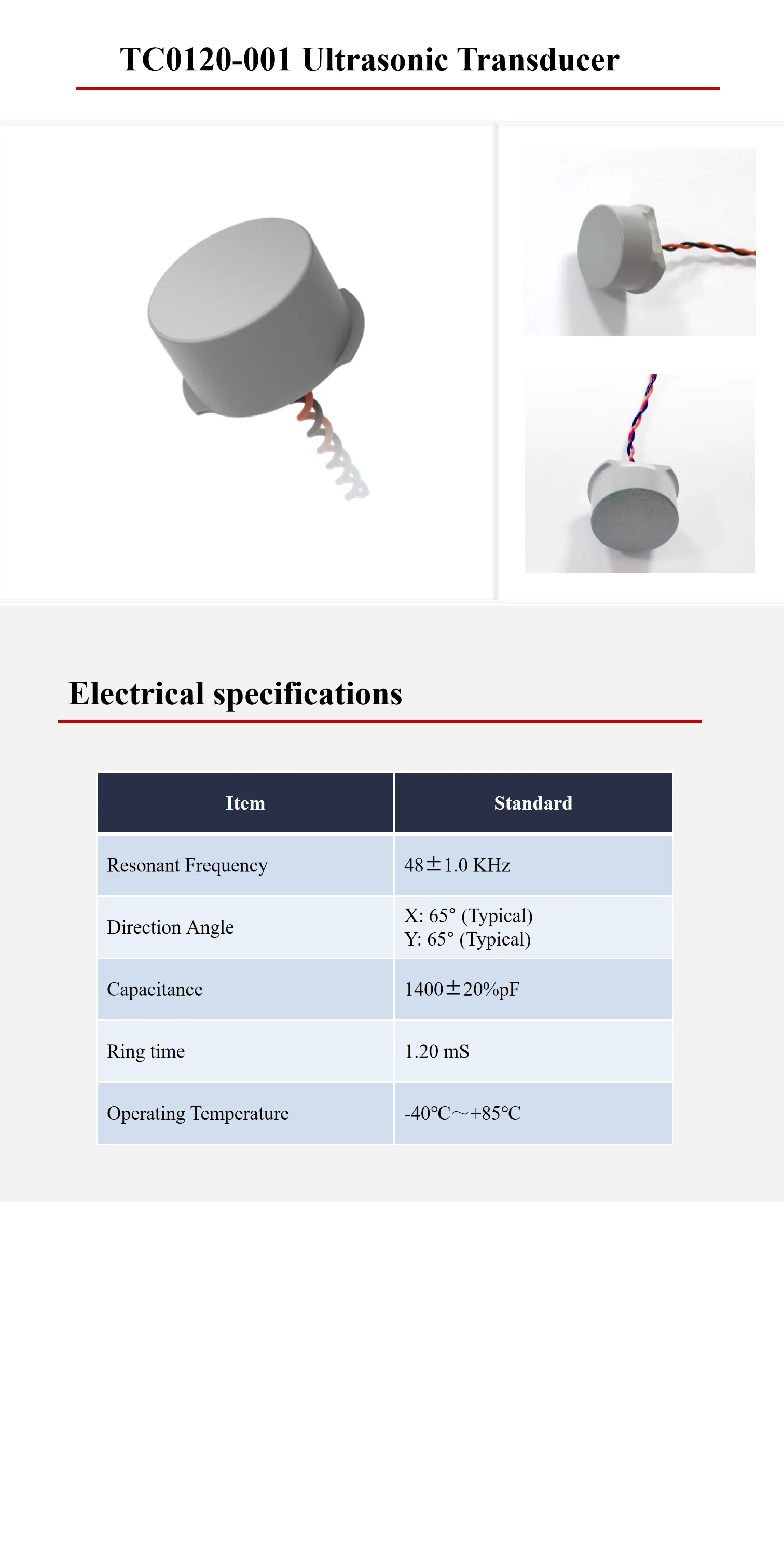 48khz Ultrasonic Sensor Waterproof Micro Ultrasonic Piezoelectric ...
