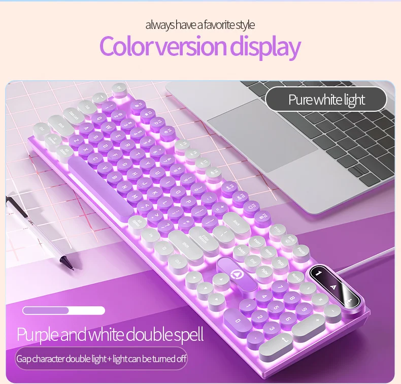 Colorful RGB Backlit Mechanical Wired Gaming Keyboard - 104 Keys, OEM