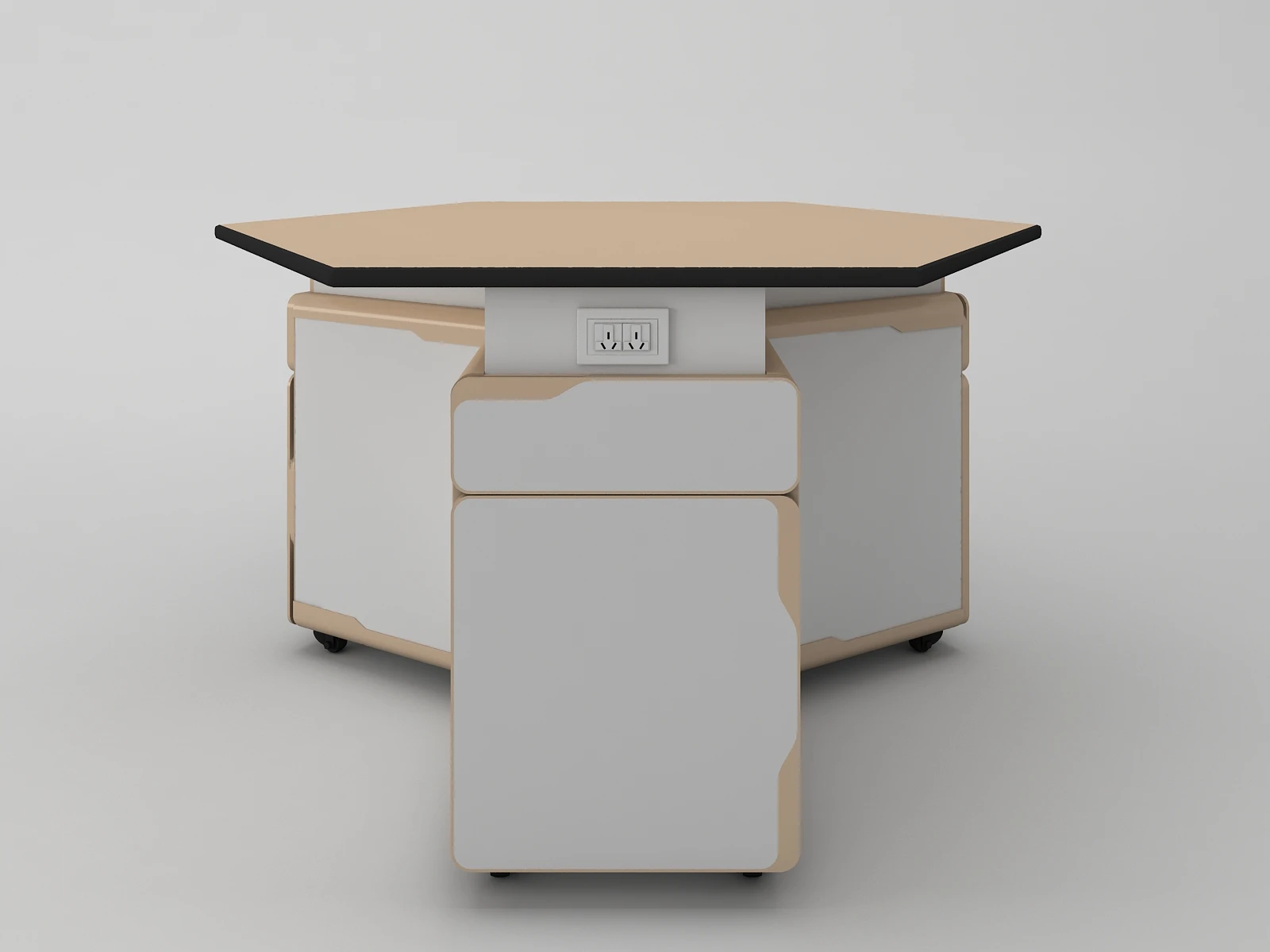 Modern Blue Hexagonal Student Lab Furniture Sockets University Science ...
