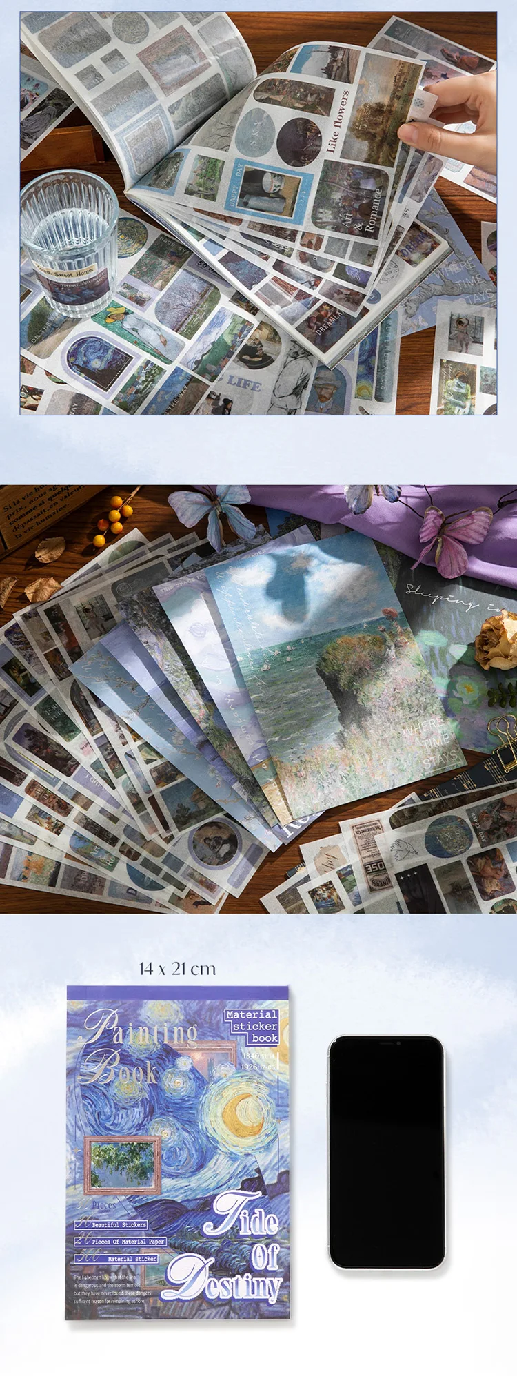 Simno Sticker Book - 50 Sheets of Vintage Washi Stickers