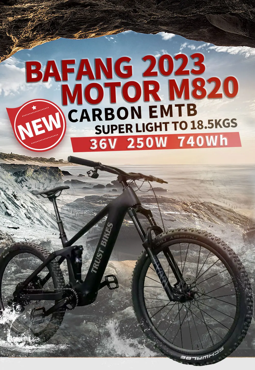 2023 New Cef50 Frame Bafang M820 Ebike Carbon Fiber Electric Mountain ...