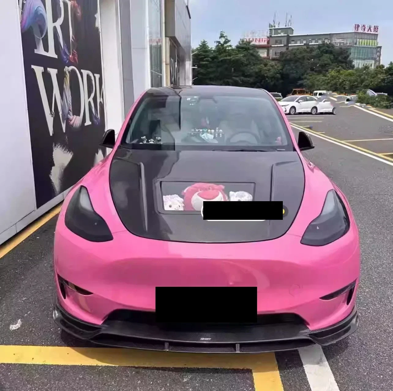 Body Kit Transparent Carbon Fiber Engine Cover Hood For Tesla Model 3 Y ...