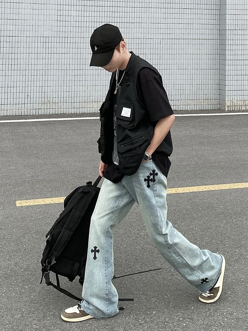 Stacked Flared Jeans Men Custom - Durable Denim Style