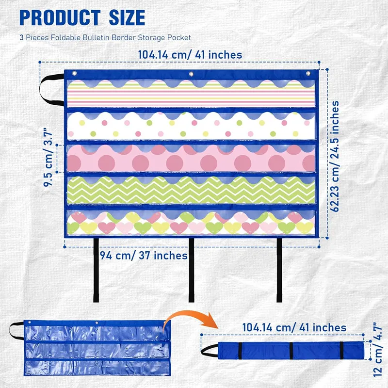 Foldable Bulletin Border Storage Pocket Chart Classroom Organizer With ...