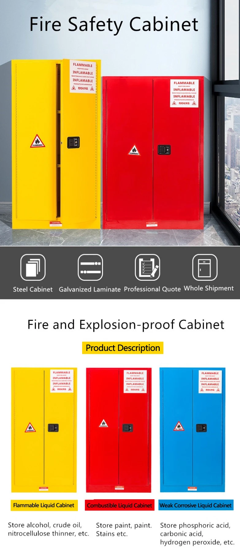 Wholesale Chemical Lab Red Flammable Cabinet Mobile Interactive ...
