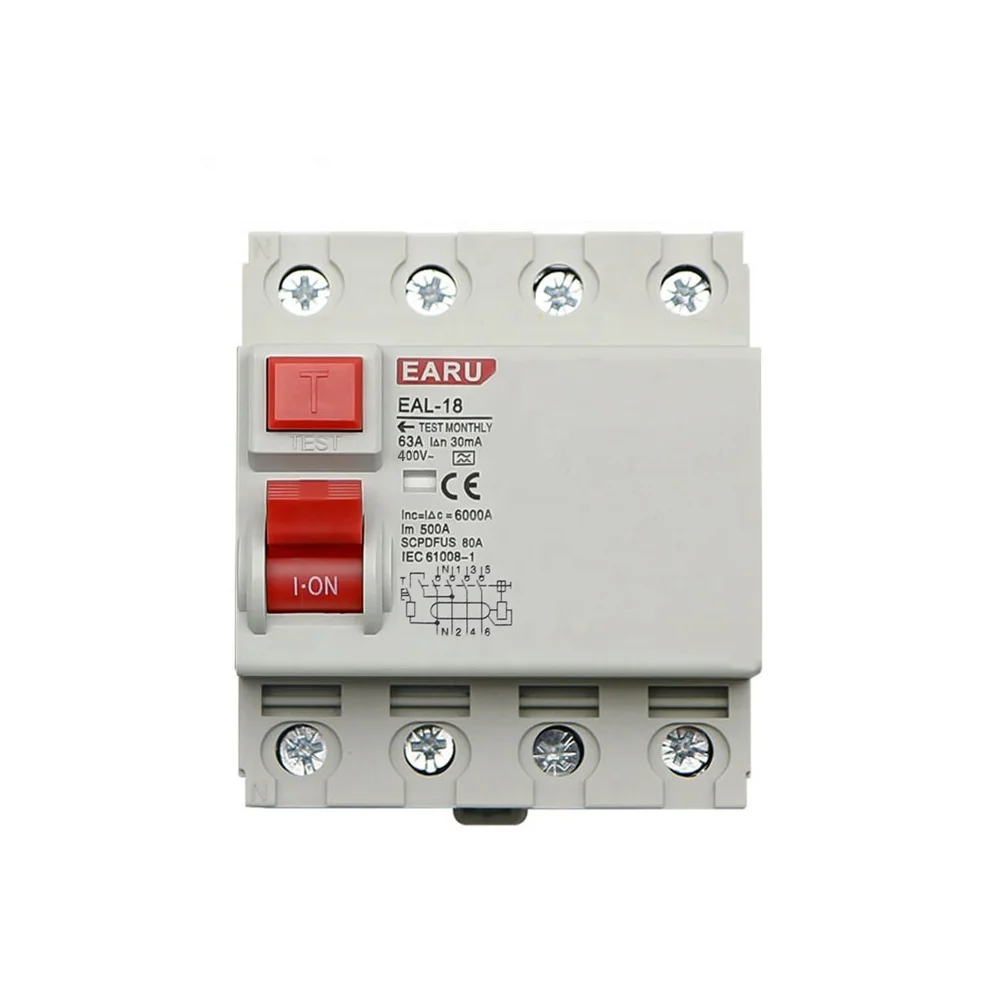 4P A Type 30mA RCCB RCD ELCB Electromagnetic Residual Current Earth ...