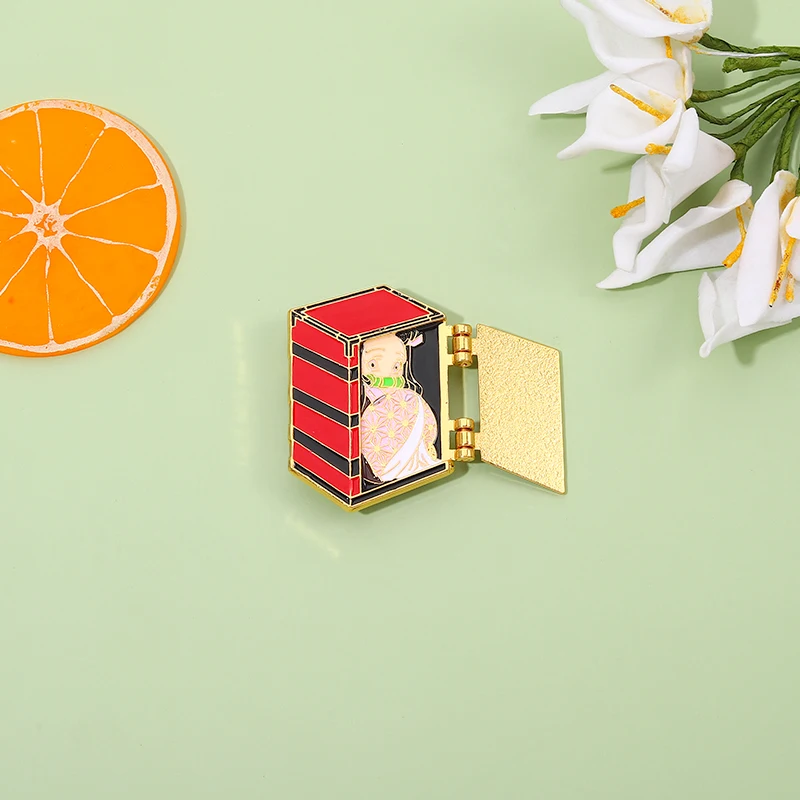 Kamado Nezuko Box Enamel Pins Custom Flip Cover Brooches Lapel Pin ...