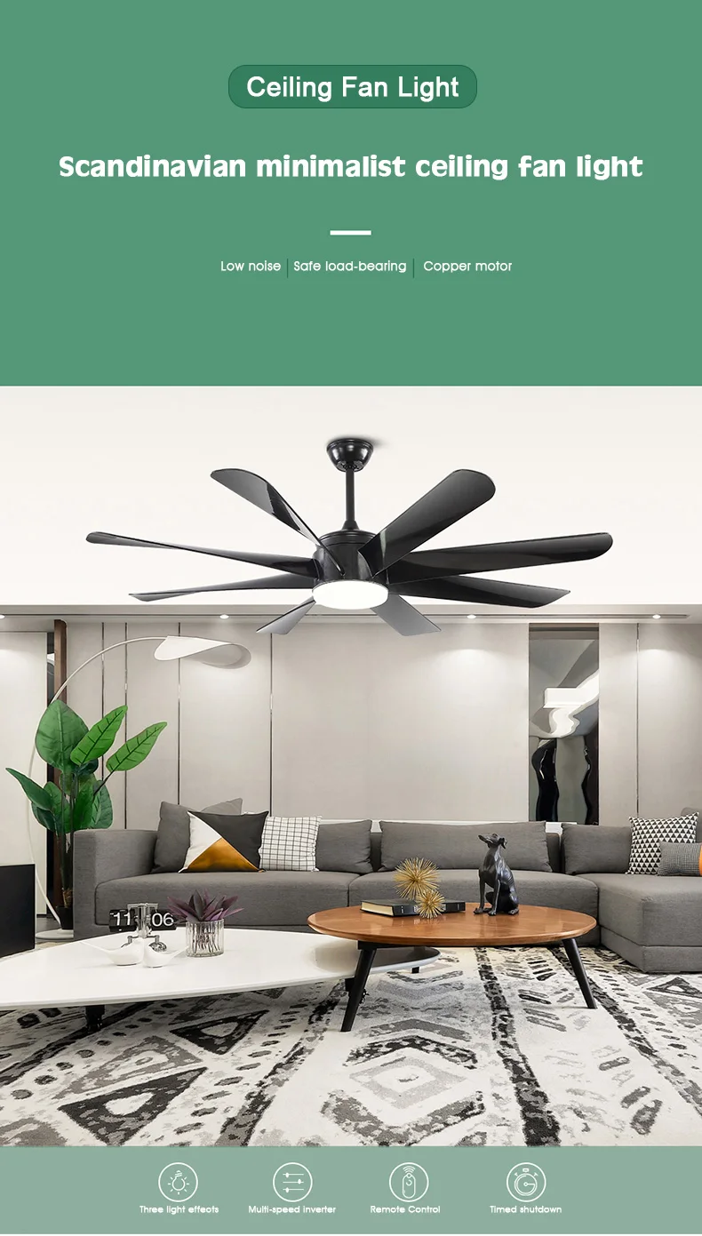 Modern Design Indoor Fancy 8 Blade Remote Control LED Ceiling Fan Light ...