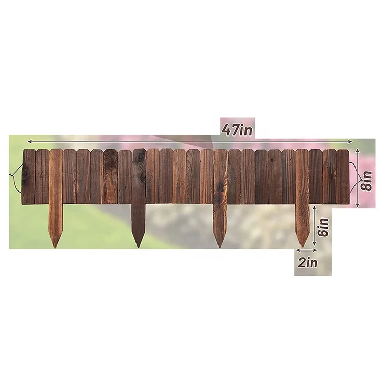 Wooden Garden Fence Edging Border Burnt Wood Landscape Border Edging ...