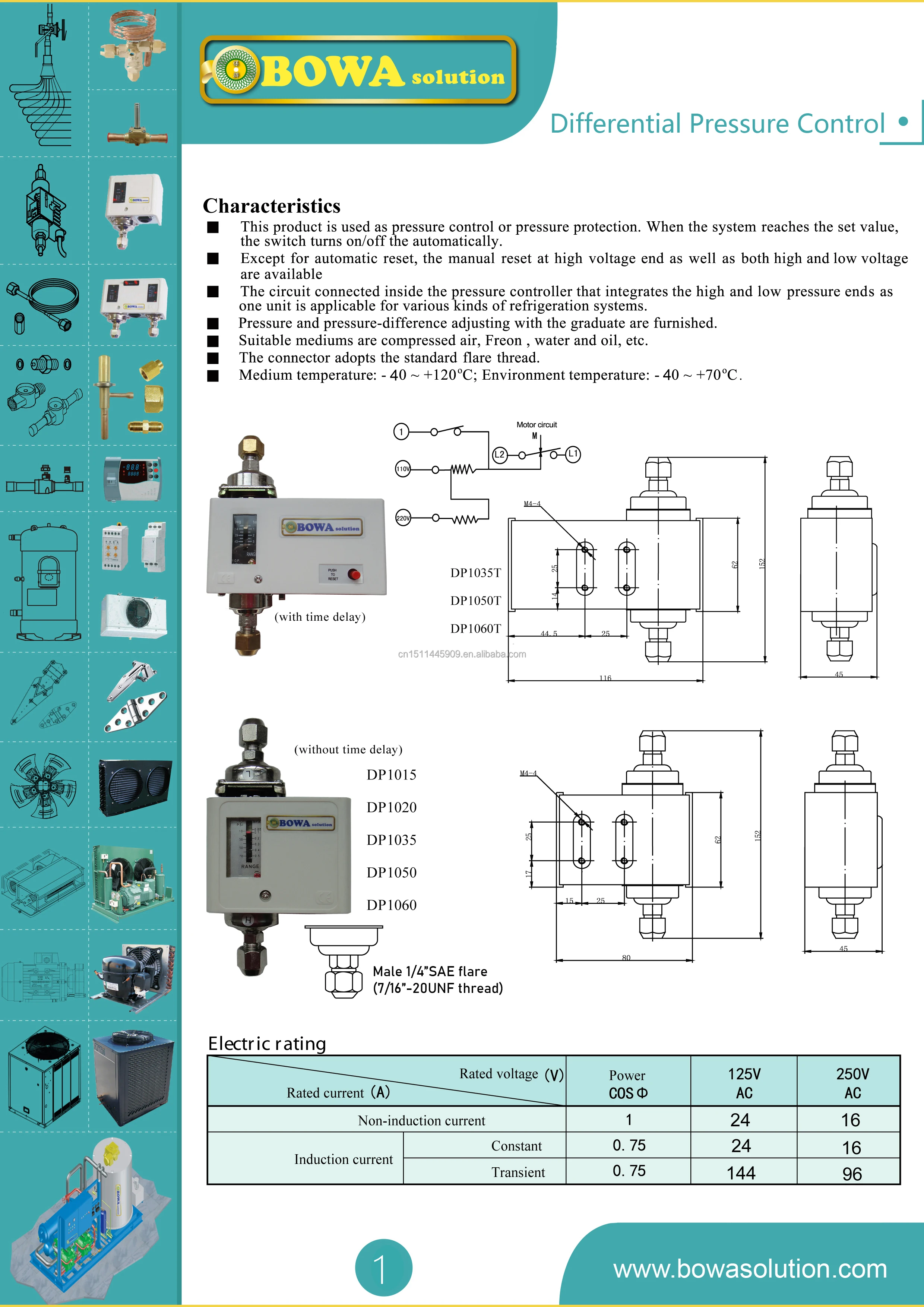 3~200kpa Adjustable Differential Pressure Switch Is Used To Protect 20m ...