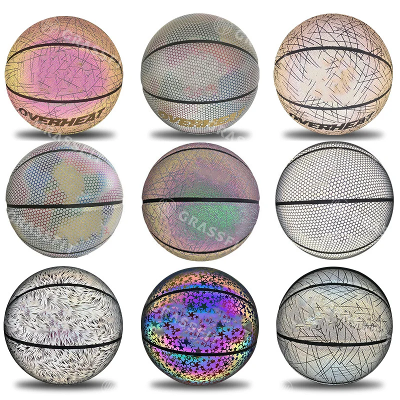 New Customized Basketball Reflective Luminous Basketball Oem Logo Pu ...