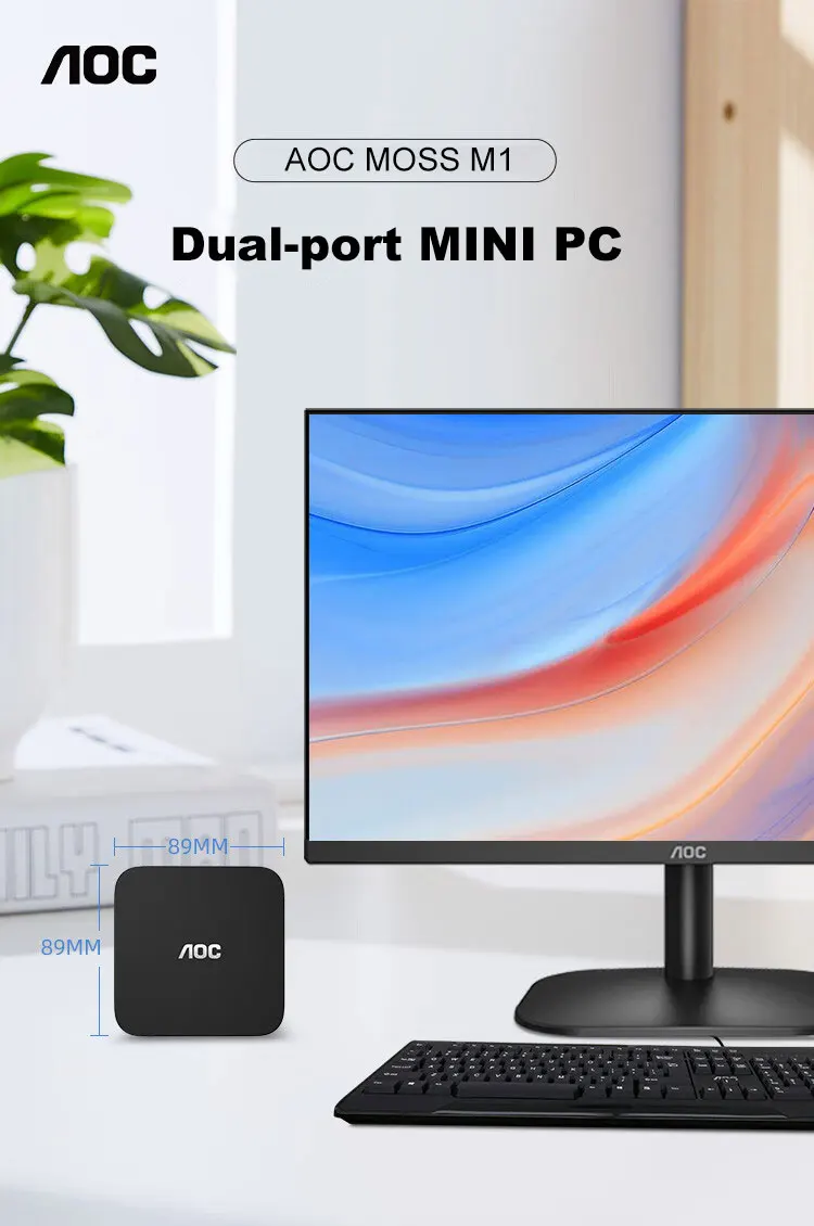 AOC Celeron N95 Mini PC Gaming Setup - 16GB RAM, 512GB SSD