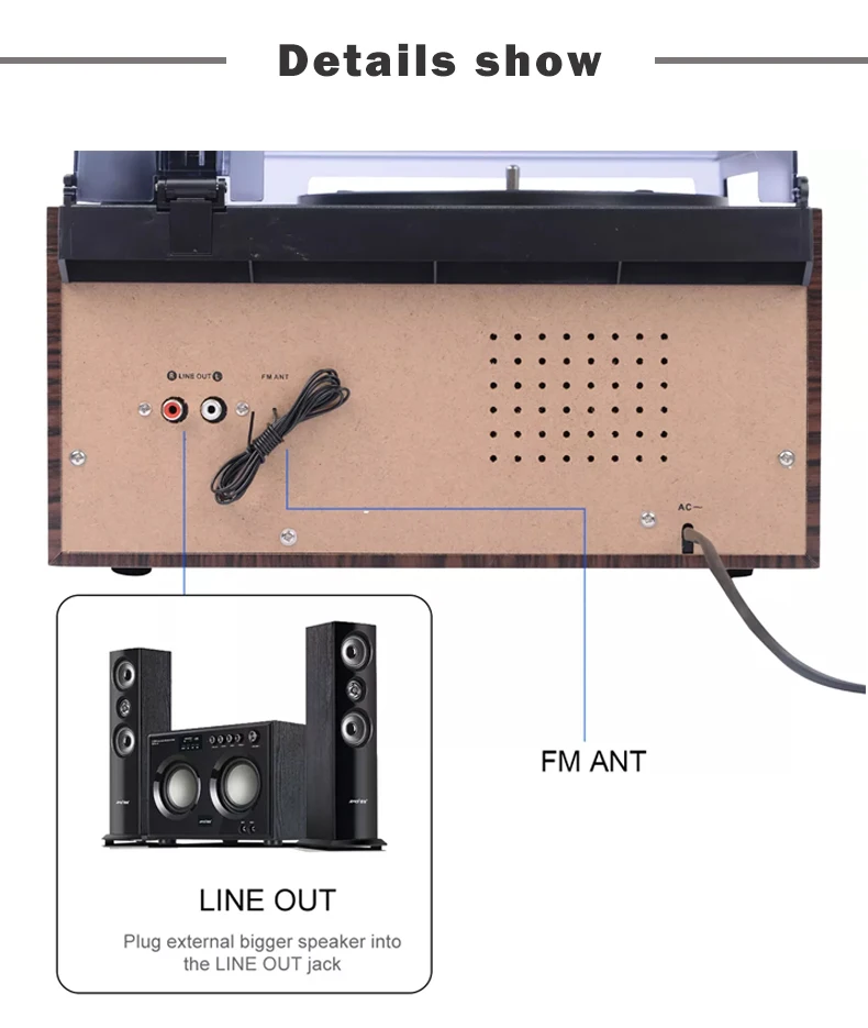 Plays 7" 10" 12" Retro Vinyl Multifunction Record Player Turntable 3 ...