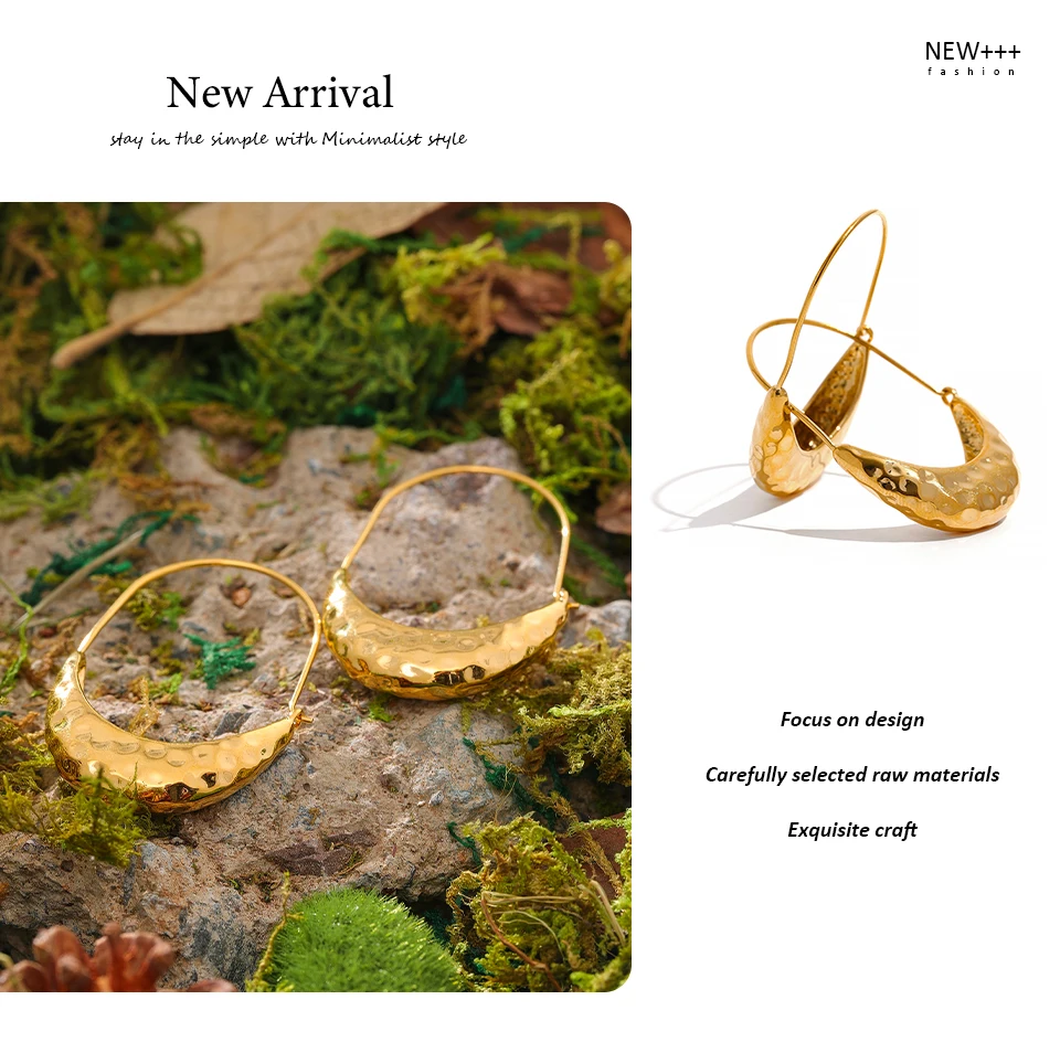 JINYOU 2145 Minimalist Metal Texture Hyperbole Fashion Gold Stainless ...