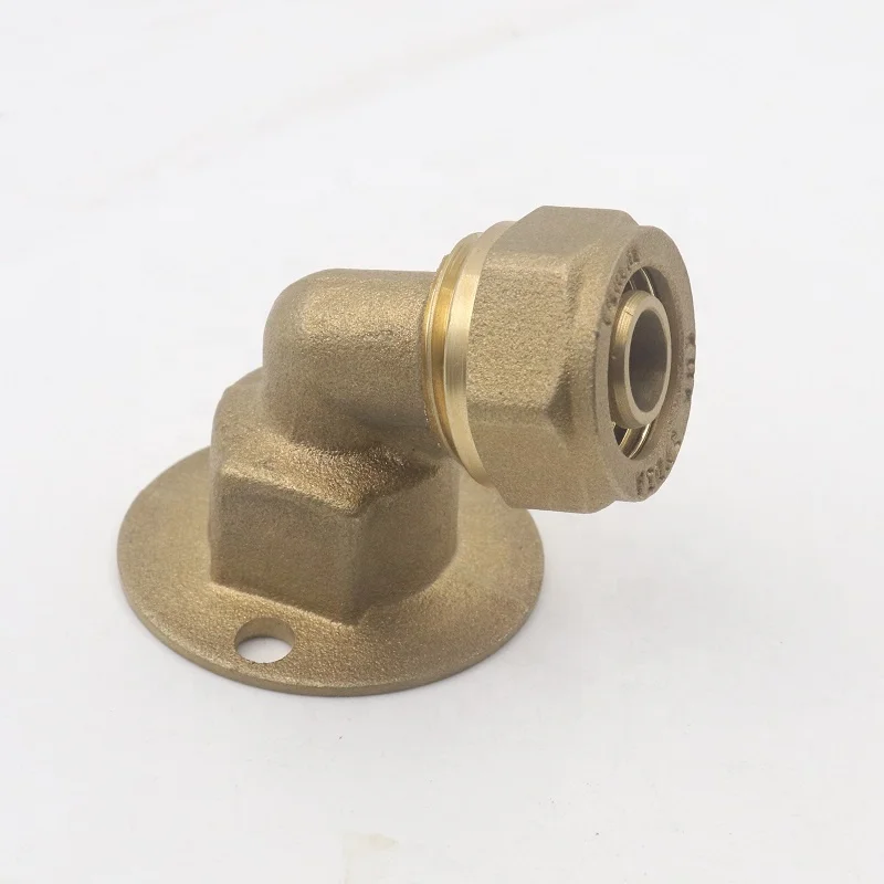 16mm 90 Degrees Brass Wall Mounted Brass Plumbing Pex Elbow Fitting ...
