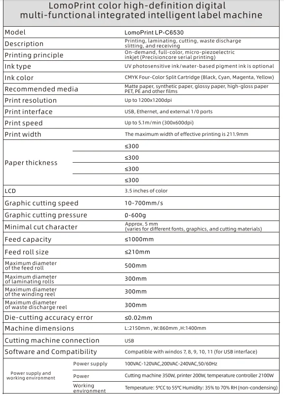 Product label full color printer color roll color label printer 6530a ...