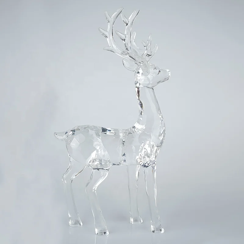 Modern Style Folk Art Acrylic Reindeer Statue Transparent Christmas ...