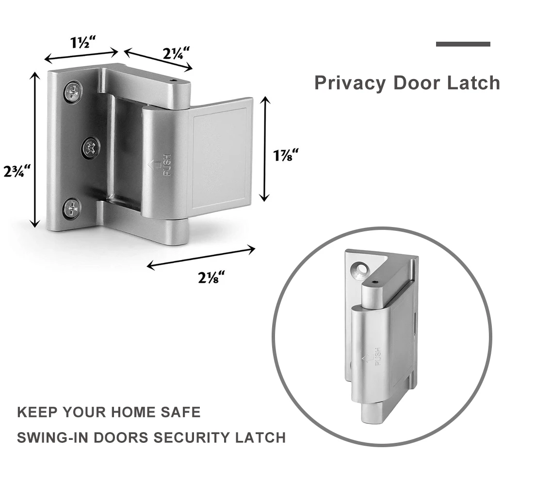 Zinc Alloy Hotel Security Privacy Door Latch Night Lock Inward Swinging ...