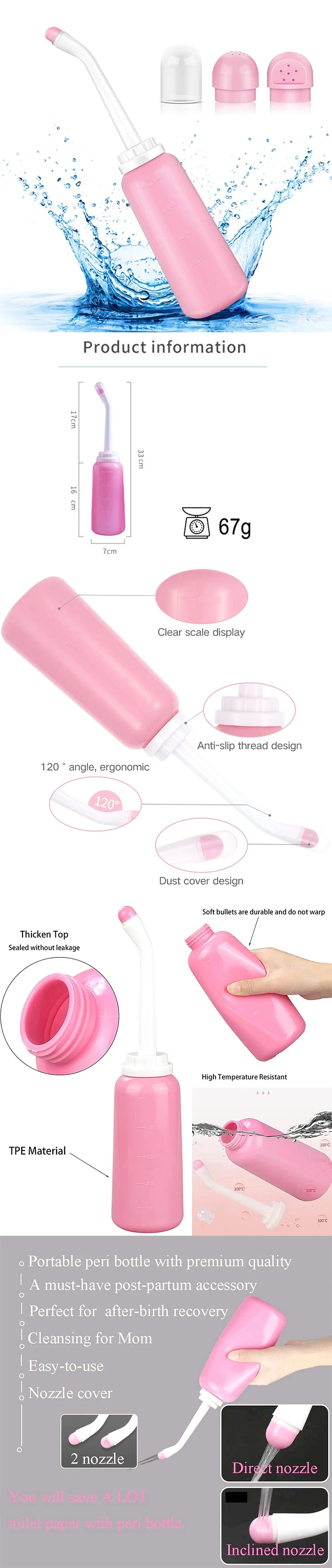 Handy Squeeze Handheld Manual Tpe Portable Peri Bottle Travel Bidet ...