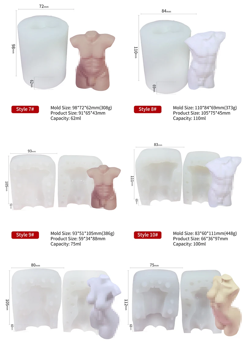 DIY 3D Custom Human Torso Cement Wax Mould Plaster Curvy Female Women ...