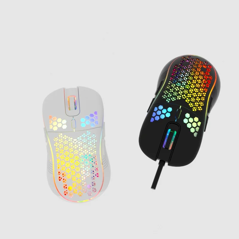 7200 Dpi Honeycomb Rgb Lights Wired Mechanical Mouse Wireless Gaming ...