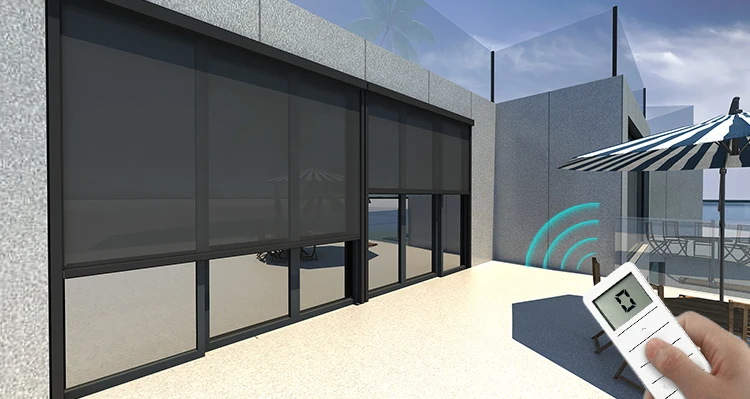 Motorized Windproof Waterproof Screens for Outdoor Spaces