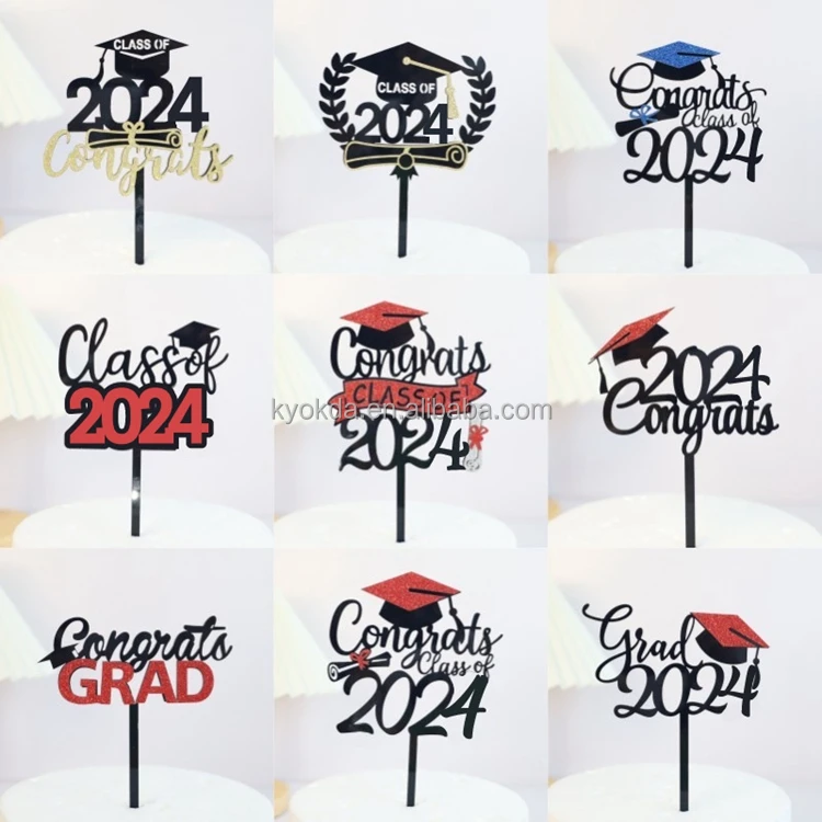 Congrats Grad Cake Topper 2024 Graduation Grad Party Decorations Cake ...