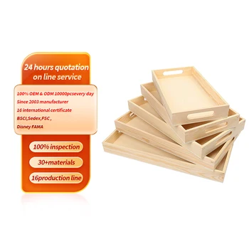 Wooden Nested Serving Trays Unfinished Natural Wood Trays With Handles ...