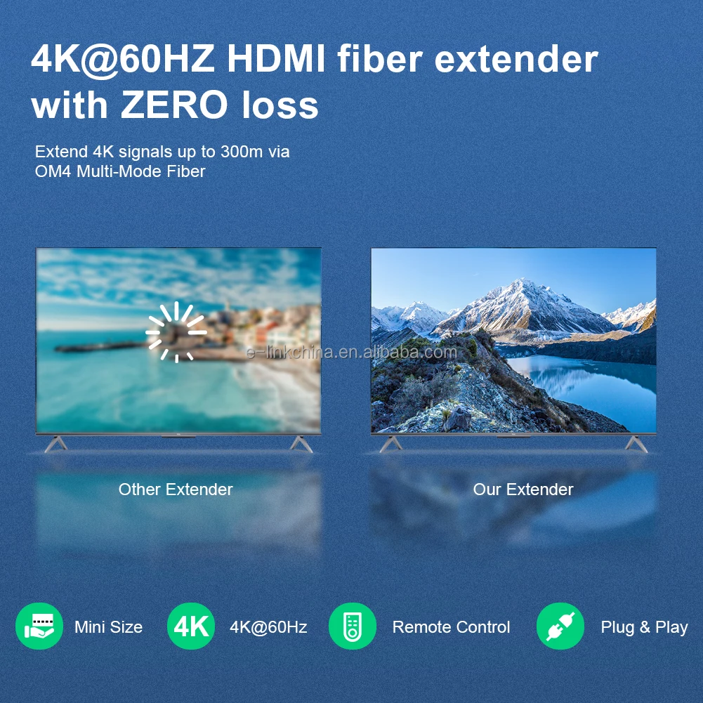 4K 60hz HDMI KVM USB over Fiber Extender - 300 Meters