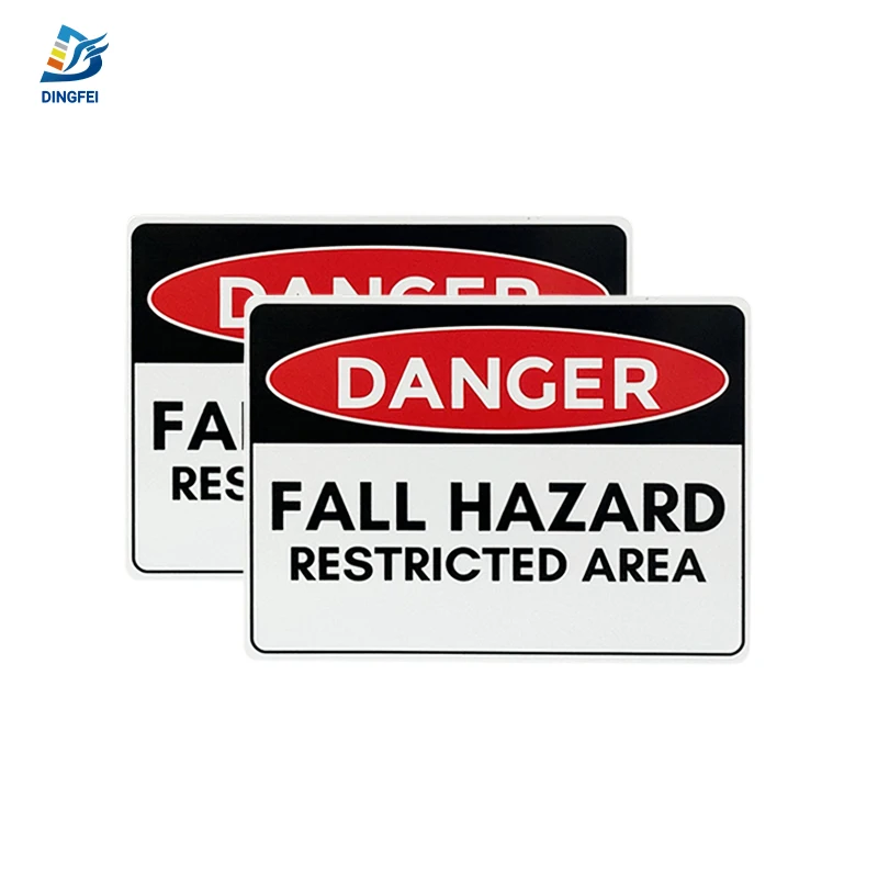 Reflective Construction Site Restricted Area Fall Hazard Danger Signage ...