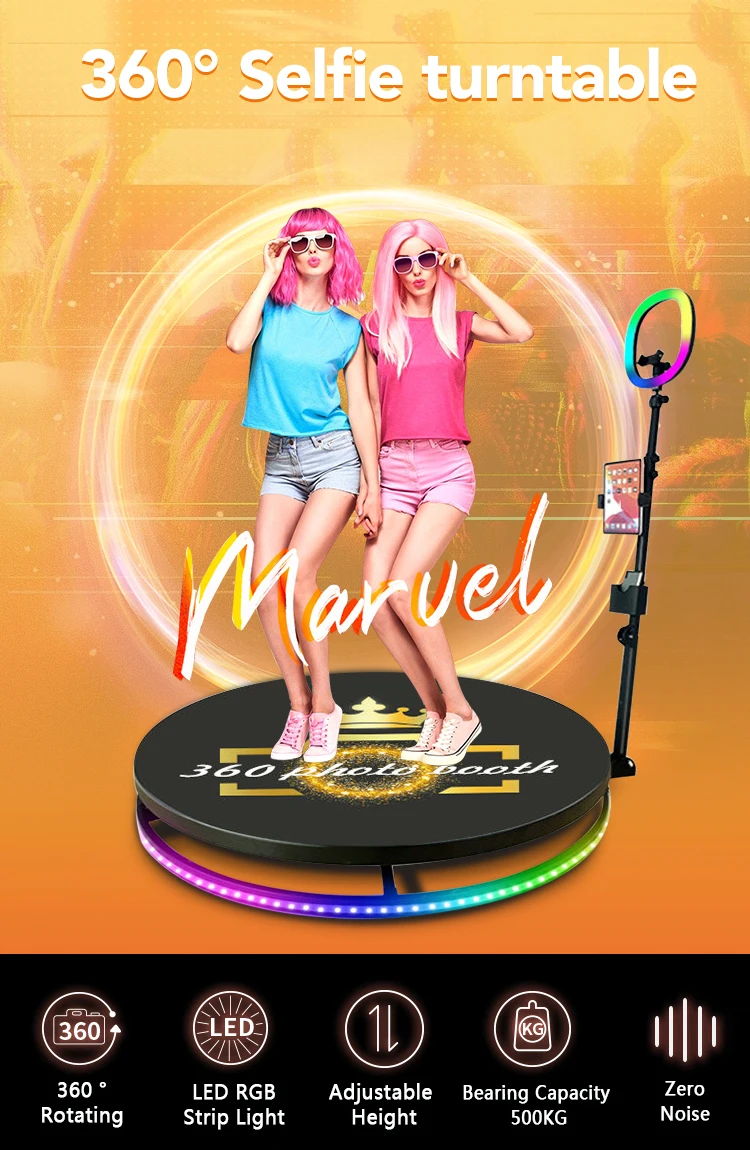 5 Person Wivitouch Cabina 360 Photobooth Profesional Kiosk 360 Photo Booth 100cm With Ring Light ...