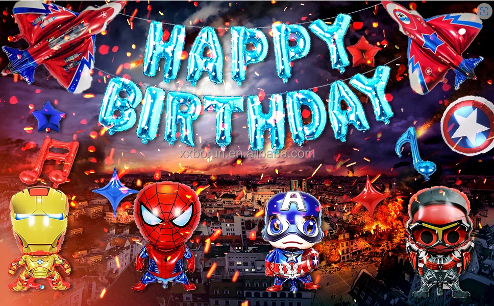 Custom Super Hero Theme Balloon Birthday Decorations Set Party Supplies ...